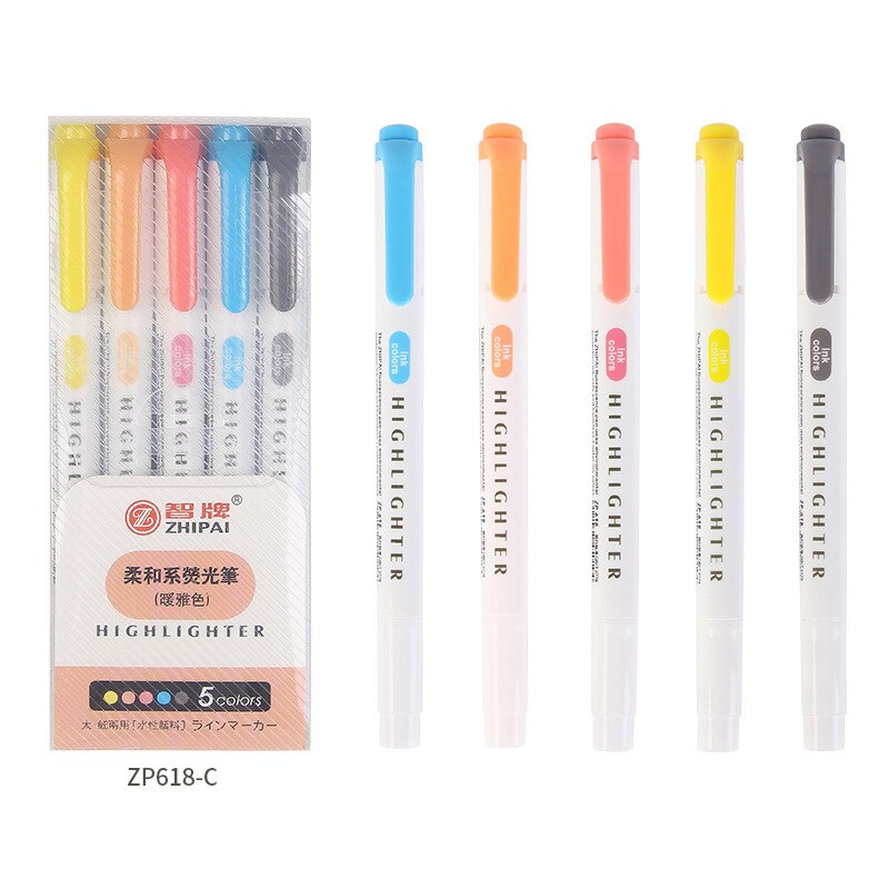 Dual Tip Highlighter Set 5 Colours – Happy Store